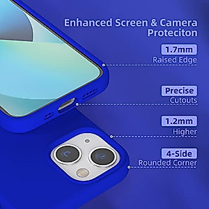 K TOMOTO Compatible with iPhone 13 Mini Case, Liquid Silicone Gel Rubber Cover with Microfiber Lining, Full Body Drop Protection Phone Case for iPhone 13 5.4 Inch(2021), Klein Blue