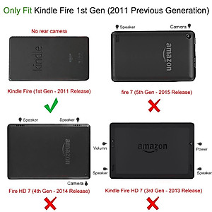 Fintie Folio Case for Kindle Fire 1st Generation - Slim Fit Stand Leather Cover for Amazon Kindle Fire 7" Tablet (Will only fit Original Kindle Fire 1st Gen - 2011 Release, no Rear Camera),Dual Color