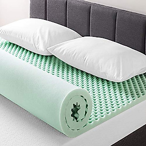 Best Price Mattress 2 Inch Egg Crate Memory Foam Mattress Topper with Calming Aloe Infusion, CertiPUR-US Certified, Twin XL,Green