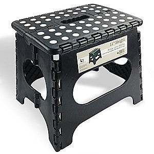 Spranster Super Strong Folding Step Stool - 11" - Sturdy Enough to Hold 300 Lb - Lightweight Foldable Step Stool for Adults and Kids - Opens with one Flip - Great for Kitchen, Bathroom and Bedroom