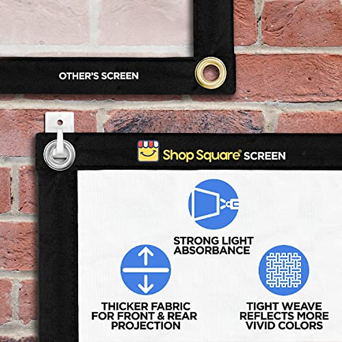 Shop Square Projector Screen - 120 inch Projector Screen for Outdoor Theater, Movie Viewing, Camping, Indoor Use - Foldable, Anti-Crease, Double-Sided Projection Monitor - 20 Hooks & 2 Ropes Included