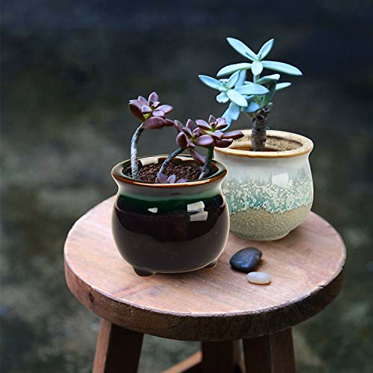 Brajttt 2.5 Inch Succulent Pot with Drainage,Planting/ Flower Pots,Small Planter for Mini Plant Ceramic Flowing Glaze Base Serial Set with Holes