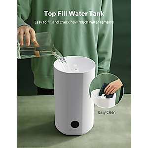 4L Top Fill Humidifiers for Bedroom, 25dB Quiet Ultrasonic Cool Mist Humidifiers with Auto Mode Mist Level, Adjustable 12H Timer for large Living Room Office Desk (White) Christmas
