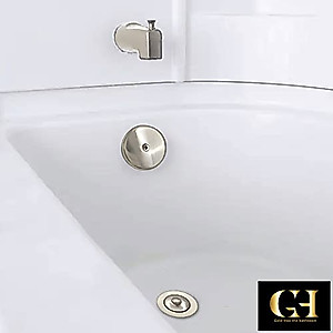 Gold-Hao-The-Bathroom Single Hole Bathtub Drain Overflow Plate - Overflow Drain Cover | Tub Drain Cover with Three Matching Screws/Bathtub Overflow Drain Cover with Adapter (Brushed Nickel)