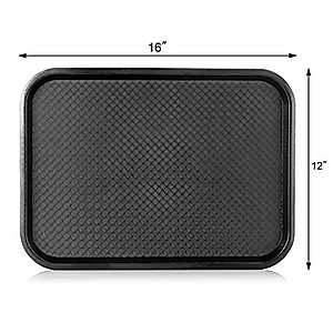 New Star Foodservice 24517 Black Plastic Fast Food Tray, 12 by 16-Inch, Set of 12