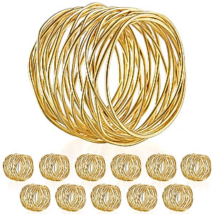URWOOW Twisted Wire Mesh Napkin Rings Holders Décor Dinner Party Wedding Christmas Gathering (Gold 12pcs)