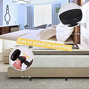 RAIHOMKIT 4 Pack Headboard Stoppers,Adjustable Threaded Bed Frame Anti-Shake Tool,Bed Stoppers for Headboard,Bedside Antishake Telescopic Support Stabilizer for Wall Beds Cabinets,30-68mm (Black)