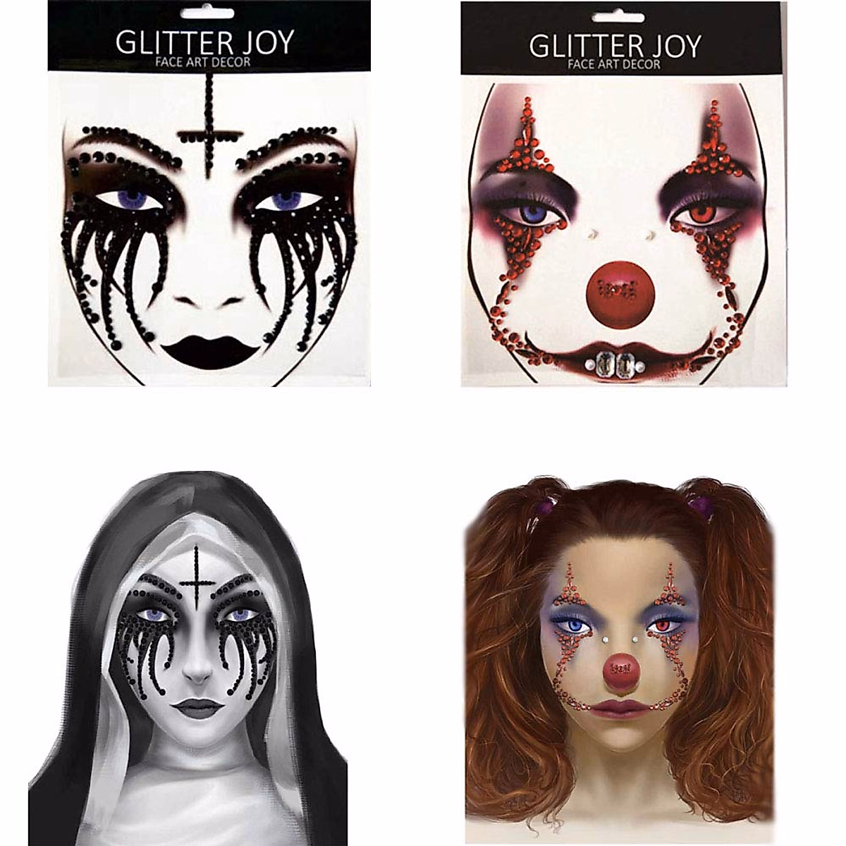 2 Pack Day Of The Dead Skull Temporary Rhinestone Temporary Face Tattoo,Face Stickers Gems Jewels for Halloween Festival Rave Party Outfit