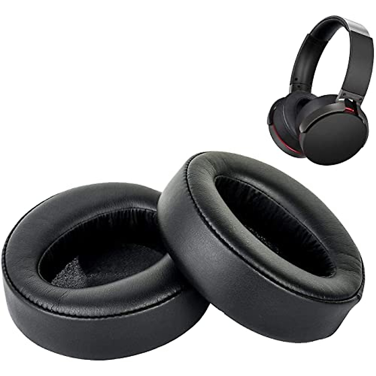 Replacement Ear Pads for Sony MDR-XB950BT MDR-XB950N1 MDR-XB950B1 MDR-XB950AP MDR-XB950/H Headphones Headset Soft Protein Leather Ear Cushions - Black