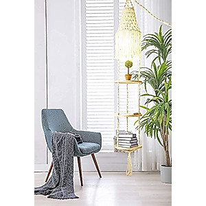 MAKEONEWO Macrame Wall Hanging Shelf - Upgrade Haning Plant Shelf Indoor Planter Holder Boho Macrame Plant Hanger for Bedroom, 2 Set