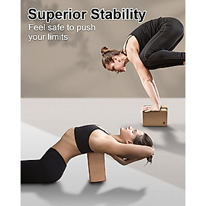 Tumaz Yoga Blocks 2 Pack with Strap Set, High Density/Lightweight EVA Foam Yoga Blocks or Non-Slip Solid Natural Cork Yoga Blocks Set & Premium Yoga Brick for All Yogi [E-Book Included]