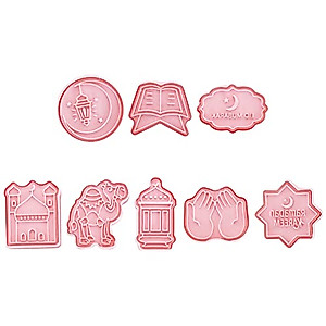 Wedding Cake Cookies Eid Mubarak Ramadan Cookie Molds: 8Pcs Cookie Cutters Islamic Muslim Biscuit Fondant Cake Chocolate Candy Silicone Ramadan Decorations