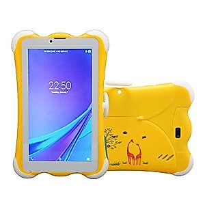 Acogedor Kids Tablet, 7 inch HD Display, 3GB RAM and 32GB ROM, Dual SIM Dual Standby Talkable Toddler Tablets with Dual Camera, Kid Proof Case, Yellow
