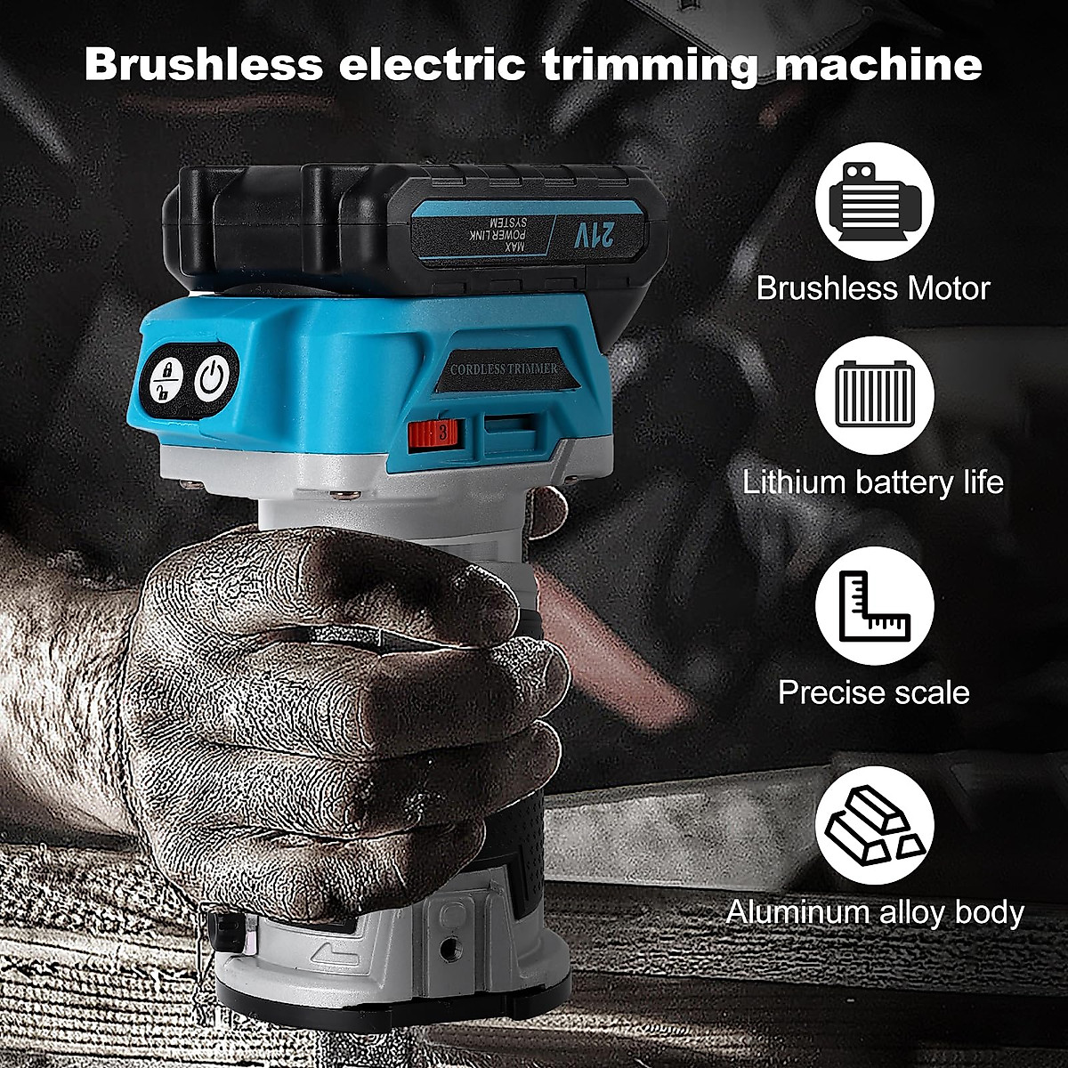 Cordless Compact Wood Router Tool - 6 Speeds Adjustable Electric Hand Woodworking Trimmer Palm Router kit with 15 PCS Router Bits, 2PCS 4.0Ah Batteries