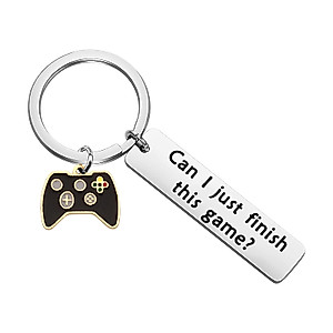 TGBJE Game Controller Keychain - Funny Gamer Gift for Gaming Fans and Enthusiasts - Can I Just Finish This Game