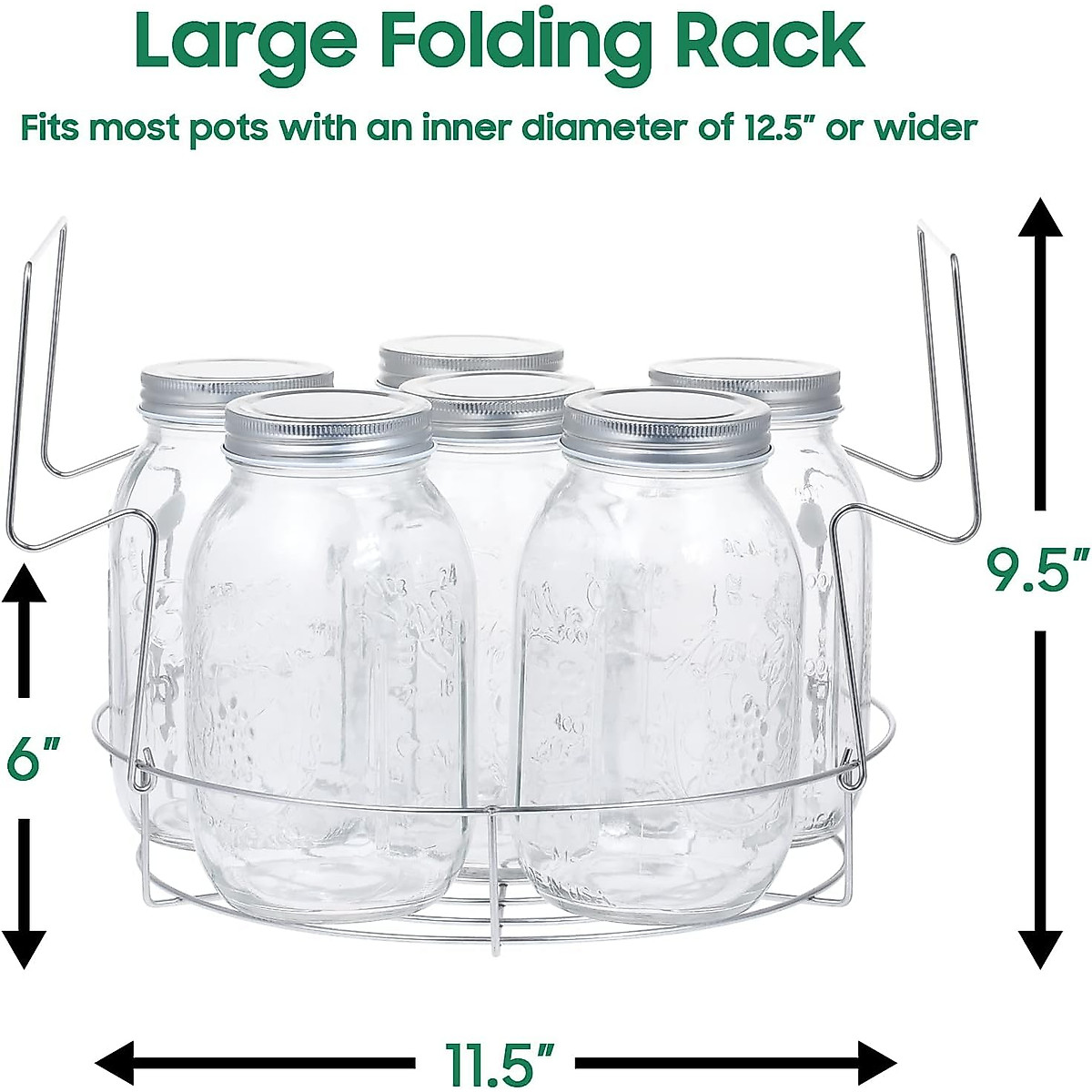 HOMKULA Water Bath Canning Pot with Rack and Lid, Steam Canner with Canning Supplies Starter Kit, 9 Pieces, Stainless Steel, Green (Induction/Glass Top Stove Compatible)