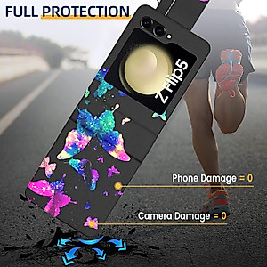 Warmson for Samsung Z Flip 5 Case, Samsung Z Flip 5 Wallet Case with Ring Card Slot Galaxy Z Flip 5 Case PU Leather Protective Flip Folio Z flip 5 Case Galaxy Butterfly for Women Girls