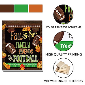 Fall Decor - Football Tiered Tray Decor Bundle 6 PCS - Fall Decorations for Home, 4 Football Wooden Signs - Wood Beads Garland - Mini Wooden Banner - Farmhouse Home Autumn Harvest Table Shelf Decor