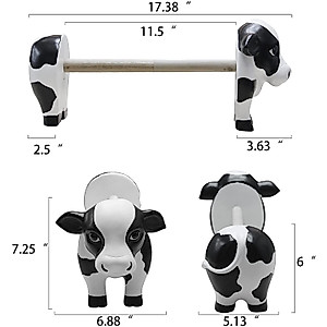 Wooden Paper Towel Holder Countertop Farmhouse Cow Design Paper Towel Roll Holder Stand Base Rustic Animal Paper Towel Organizer for Kitchen Living Room Bedroom Home Farmhouse Decoration