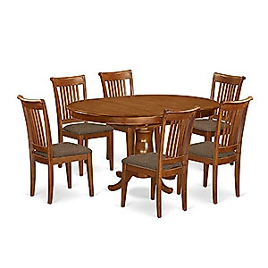 EAST WEST FURNITURE 7 PC Dining room set-Oval Dining Table with Leaf and 6 Dining Chairs