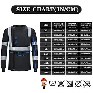 A-SAFETY Black Reflective Long Sleeve Shirt (Large)