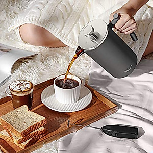 Veken 【Look for a New French Press French Press Coffee Tea Maker 34oz, 304 Stainless Steel Insulated Coffee Press with 4 Filter Screens Milk Frother, Rust-Free, Dishwasher Safe, Grey