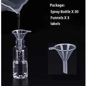 Spray Bottles, 30 Pack 30ml 1oz Clear Empty Fine Mist Plastic Mini Travel Bottle Set, Small Refillable Liquid Containers