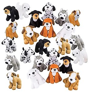BULK 24 Plush Puppy Dog Stuffed Dog Animal Toys | Variety Pack Made of Soft Plush ● Great as a Party Favor, Gift, or Companion ● Pretend Play for Kids ● Dozen Puppy Assortment (24 Pack)