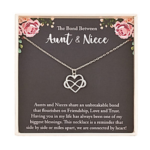RareLove Aunt Gifts,Aunt Christmas Gifts,Gifts for Aunt Gifts from Niece,925 Sterling Silver Tiny Infinity Heart Necklaces for Women,Aunt Niece Necklace