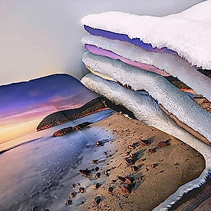 Orange Violet Self Heating Cat Pad Self Warming Cat Bed Beach Famous Mediterranean Sunset Ultra Soft Warm Plush Puprug Puppy Bed Cushion Ocean Decor 14" x 18"