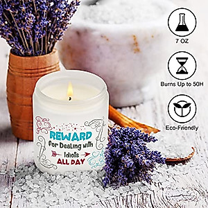 Gag Gifts for Colleagues Coworkers, Lavender Scented Candle Gifts for Roommates, Funny Birthday Gifts, Friendship Gifts for Women Her Mom Friend Sister BFF, Reward for Dealing with Idiots All Day