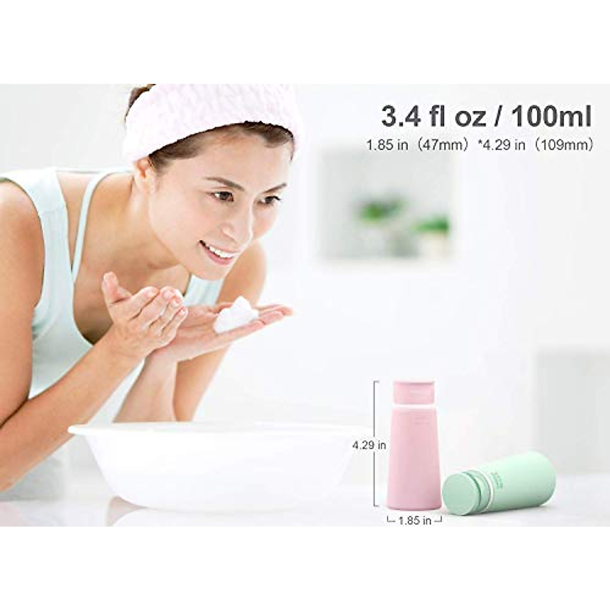 Valourgo Travel Bottles for Toiletries Tsa Approved Travel Size Containers BPA Free Leak Proof Travel Tubes Refillable Liquid Travel Accessories for Cosmetic Shampoo and Lotion Soap for travel, outdoor, GYM and household, Pink, White, Blue, Green