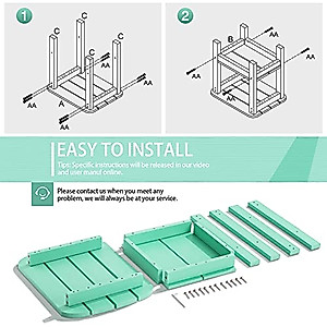 Luxspire Outdoor Side Table, Weather Resistant Adirondack Side Table, Double-Layer Small Patio Porch Balcony End Table, Rectangular Poly Plastic Tea Coffee Table for Deck Garden Furniture, Turquoise