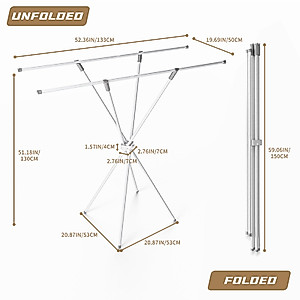 Bigzzia Clothes Drying Rack, Foldable Laundry Drying Rack, Space-Saving, Indoor Outdoor Use, Portable Free-Standing Large Drying Rack for Bed Sheets, Quilts, Blankets- White