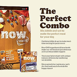 Now Fresh Dry Dog Food, Turkey, Salmon and Duck Recipe, 22 lbs - Grain Free Dog Food, Made with Real Meat and Fish for Small, Medium, and Large Breed Adults