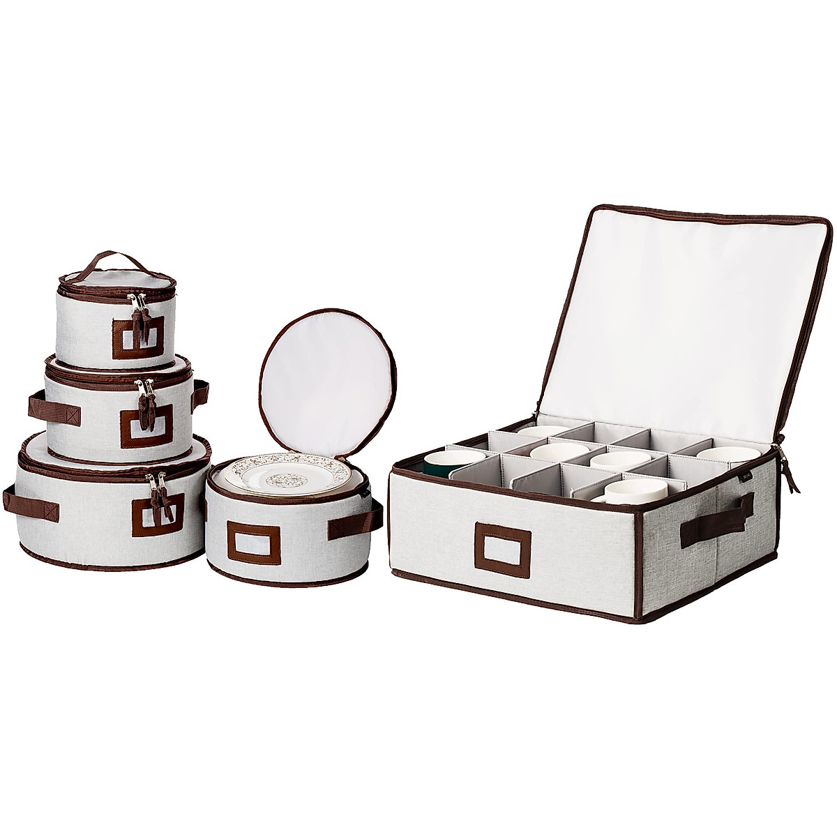 Jillmo China Storage Containers, 5-Piece Stackable Dish Storage Containers and Moving Boxes for Plates, Mugs, Crystal