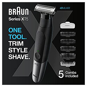 Braun Series XT5 – Beard Trimmer, Shaver and Electric Razor for Men, Body Grooming Kit for Manscaping, Durable One Blade, One Tool for Stubble, Hair, Groin, Underarms, XT5100