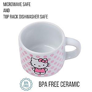 Silver Buffalo Sanrio Hello Kitty Polka Dots 4pc Stackable Ceramic Espresso Small Cup Set, 3 Ounces