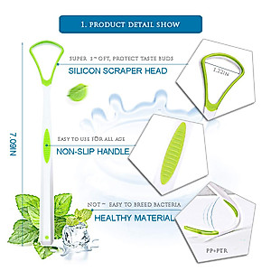 3PCS Tongue Cleaner, Soft Tongue Scraper, Oral Care Cleaners, Dental Scrapers Kits, Professional Eliminate Bad Breath, Premium Cleaning Tools (2Green+1Blue)