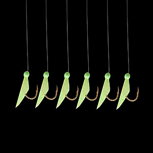 Fishing Bait Rigs Saltwater, 10Packs Surf Fishing Rigs with Fish Skin Feather Fishing Hooks Swivels Glow Beads Rigs Sea Bass Rigs Fishing Bait Lures (CZC, 8#)