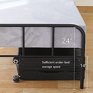 HOMWAYART Twin Bed Frame with Headboard, 14 Inch High Metal Bed Frames No Box Spring Needed,Noise-Free,Easy Assembly-Black (Twin)