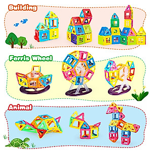 KIDCHEER Magnetic Tiles STEM Toddler Toys 100PCS Kids Magnet Building Blocks Game Educational Stacking Blocks Gift for Boys & Girls
