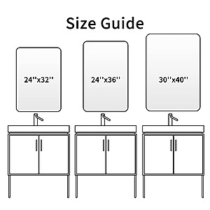 G-LEAF Bathroom Mirror for Wall, 30" X 40" Rectangular Wall Mirror, Black Metal Framed with Rounded Corner, Hangs Horizontal Or Vertical