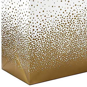 Hallmark Gold Gift Bag Assortment - Diamonds, Stripes, Dots (Pack of 6: 2 Medium 9", 2 Large 11", 2 Extra Large 14") for Chrsitmas, Hanukkah, Graduations, Birthdays, Weddings, Bridal Showers