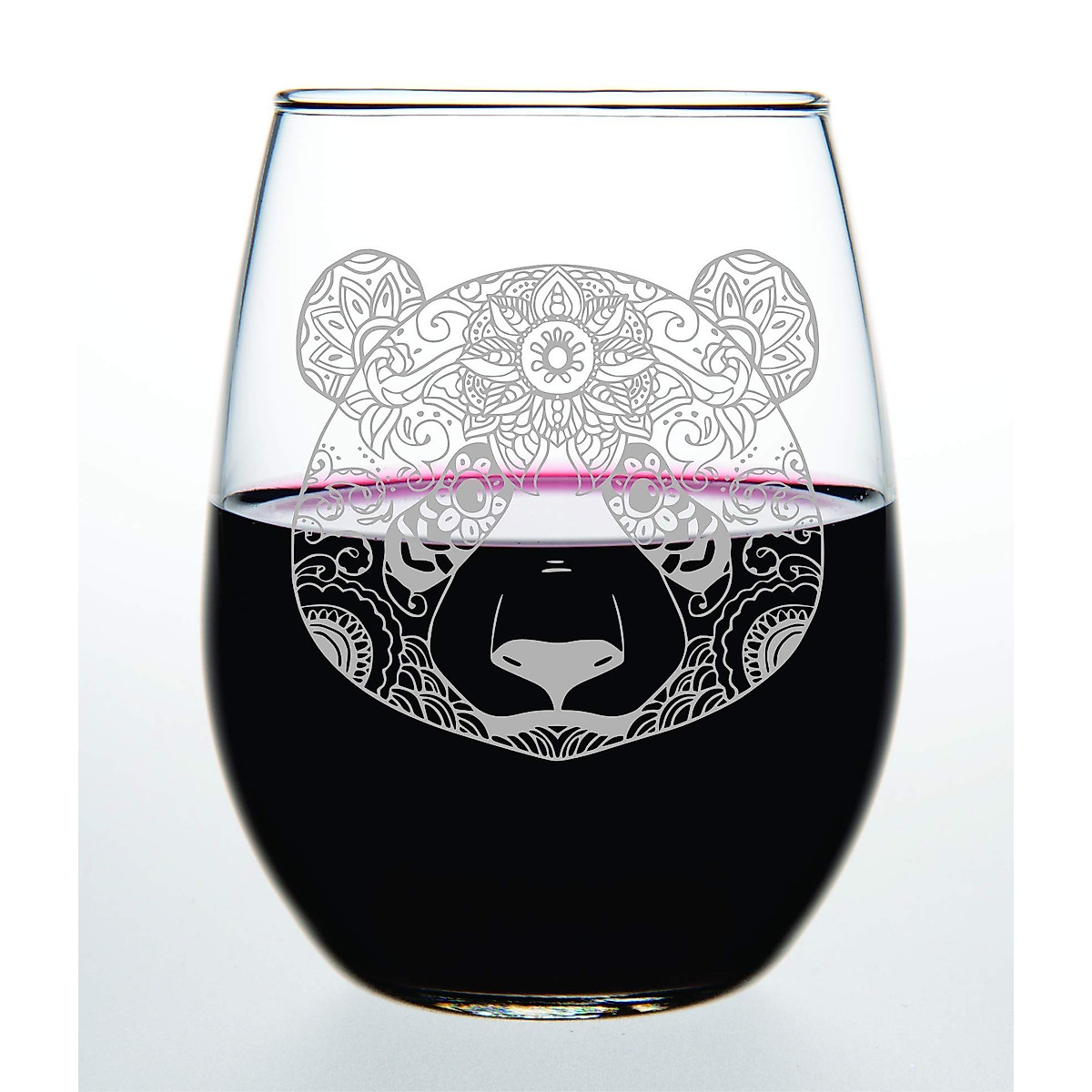 C M Panda 17oz. Lead Free Crystal stemless wine glass