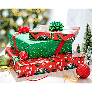 American Greetings Reversible Christmas Wrapping Paper for Kids, Minecraft and Polka Dots (1 Roll, 75 sq. ft.)