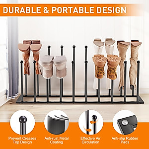 Housen Solutions Boot Rack Organizer for Tall Boots, Large Capacity 10 Pairs Metal Free Standing Shoe Boots Racks, Black Shoes Boot Organizer Holder Stand for Closet, Entryway, Garage, Porch