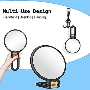 Sifolo 30x Magnifying Mirror, Travel Hand Mirrors with Handle - Double Side Handheld Mirror with 1X 30X Magnification & Adjustable Handle/Stand, Hand Held Foldable Travel Mirror for Makeup(Black)