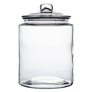 Restaurantware Vetri 1.6 Gallon Glass Storage Jar 1 Dishwashable Glass Cookie Jar - Airtight Seal Wide Opening Clear Glass Candy Jar Knob Handle Lid For Kitchen Laundry Or Storage