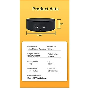 ZLMONDEE Rotating Display Stand,5.2" 4.4lb Load Cup Display Stand Turner for Tumblers, Spinning Display Stand,Motorized Tumbler Display Turner for Glitter Cups Photography Small Arts Pruducts (Black)